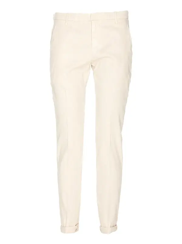 DONDUP Button Detailed Slim Cut Trousers - White