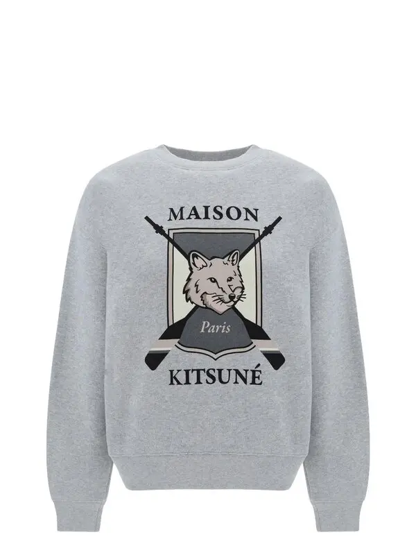 Maison Kitsuné Fox-printed Crewneck Sweatshirt - Black