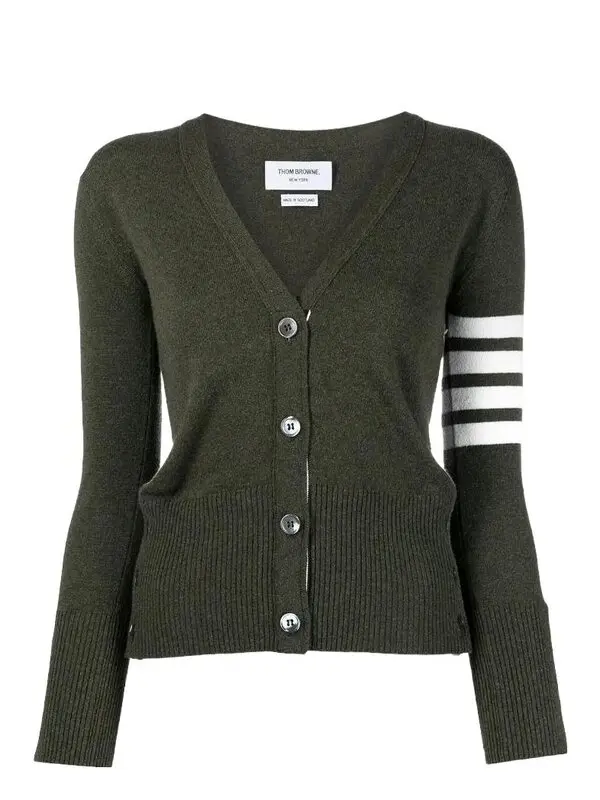 Thom Browne Four-bar V-neck Cardigan - Black