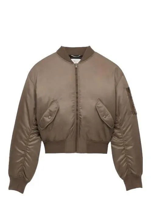 Saint Laurent Bomber Jacket In Water-repellent Nylon - Taupe Khaki