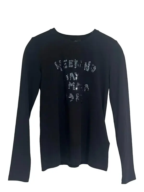 Max Mara Long Sleeve T-shirt With Sequins - Black