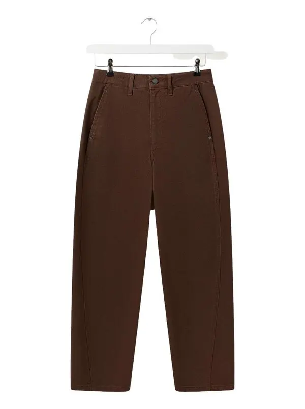 LEMAIRE High-waist Straight-leg Cropped Trousers - Brown