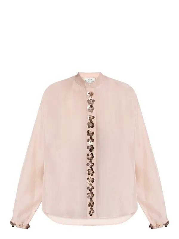 FORTE_FORTE Flower-embellished Shirt - Nude
