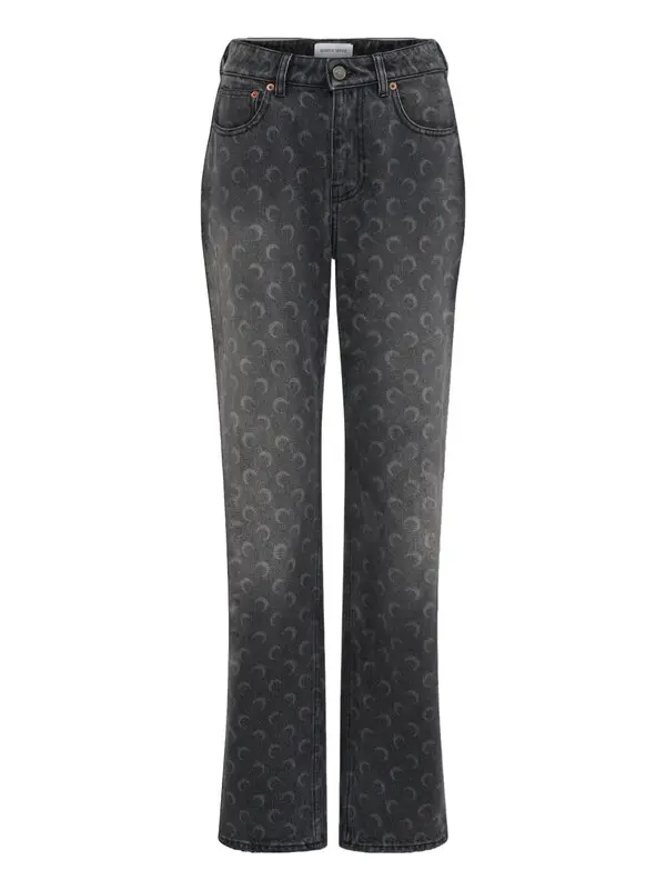MARINE SERRE Moon Laser Print Straight Leg Jeans - Black