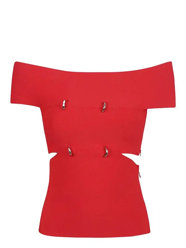 Alexander McQueen Off-the-shoulder Cut-out Top - Red