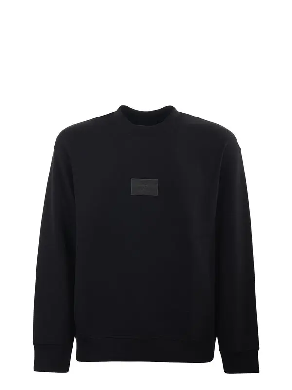 Emporio Armani Crewneck Sweatshirt With Embroidered Logo - Black