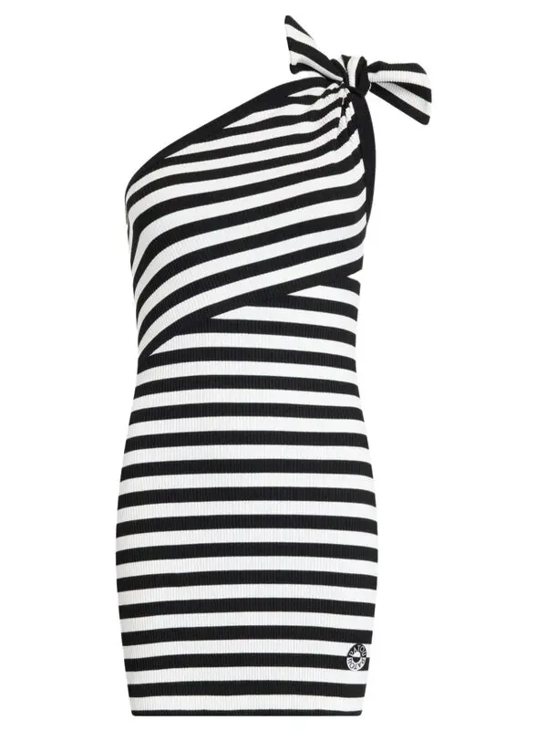 PATOU One-shoulder Striped Mini Dress - Black