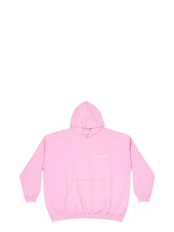 Balenciaga Large Fit Logo-print Cotton Hoodie - Pink