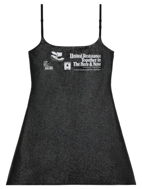 COURREGES Resistance Vinyl Mini Slip Dress - Black