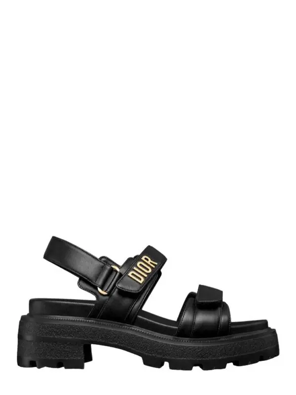 Dior Act Platform Heeled Sandals With Metal Logo - Black