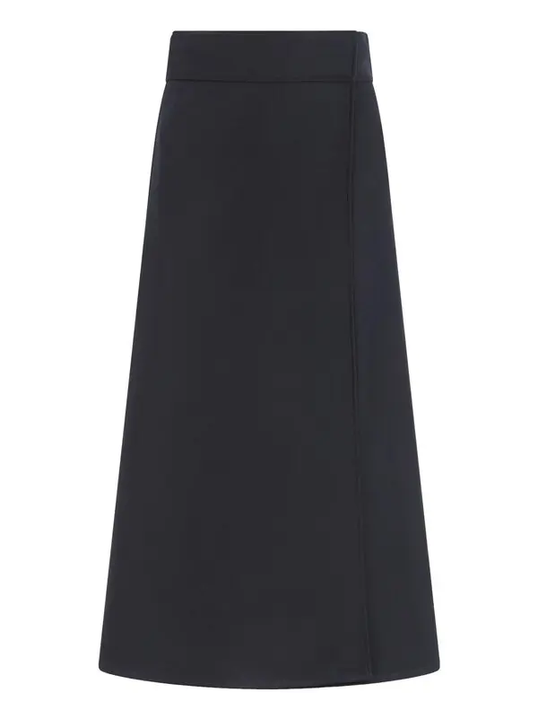 Peserico High-waisted A-line Midi Skirt - Dark Blue