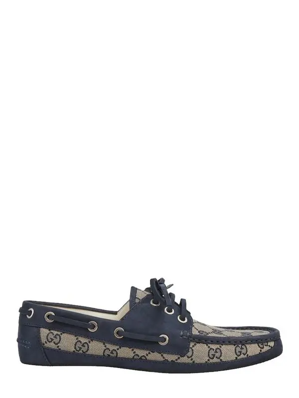 Gucci Gg Supreme Canvas Boat Shoes - Beige/blue