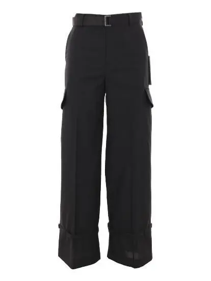 Sacai Straight-leg Belted Cargo Pants - Black