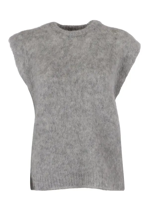 FORTE_FORTE Sleeveless Knitted Cropped Tank Top - Gray