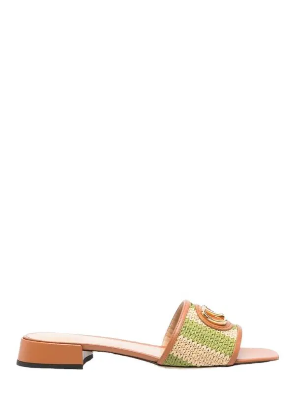 Valentino Garavani Vlogo Signature Raffia Slip-on Sandals - Nude