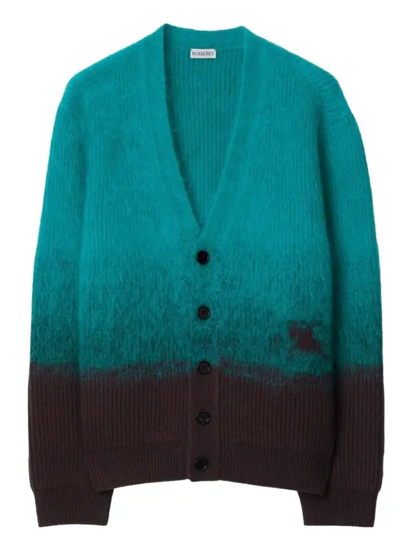 Burberry Equestrian Knight Motif Gradient Effect Cardigan - Green