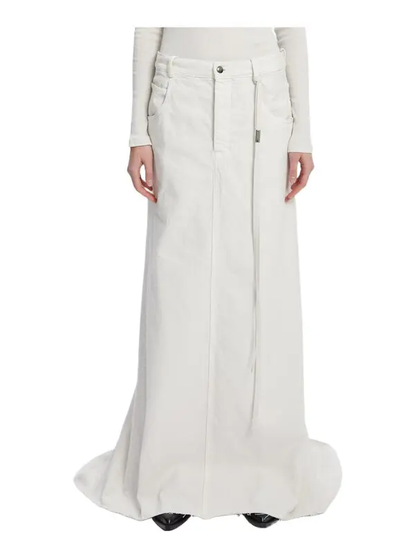 ANN DEMEULEMEESTER Belt Loop Maxi Skirt - White