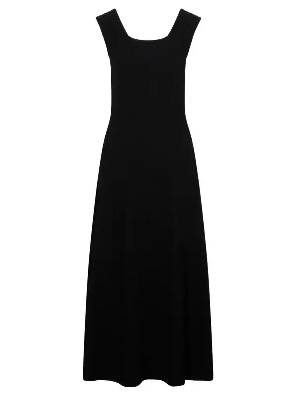 BY MALENE BIRGER Scoop Neck Maxi Dress With Ribbed Detailing - Black