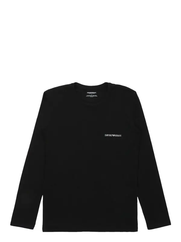 Emporio Armani T-shirt With Round Neck And Long Sleeves - Black