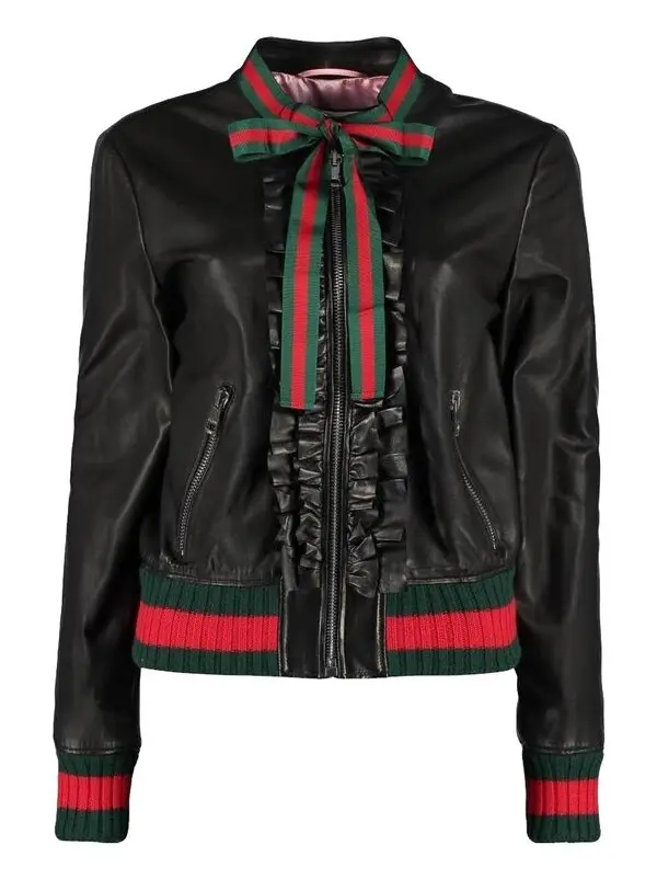 Gucci Knot Leather Coat - Black