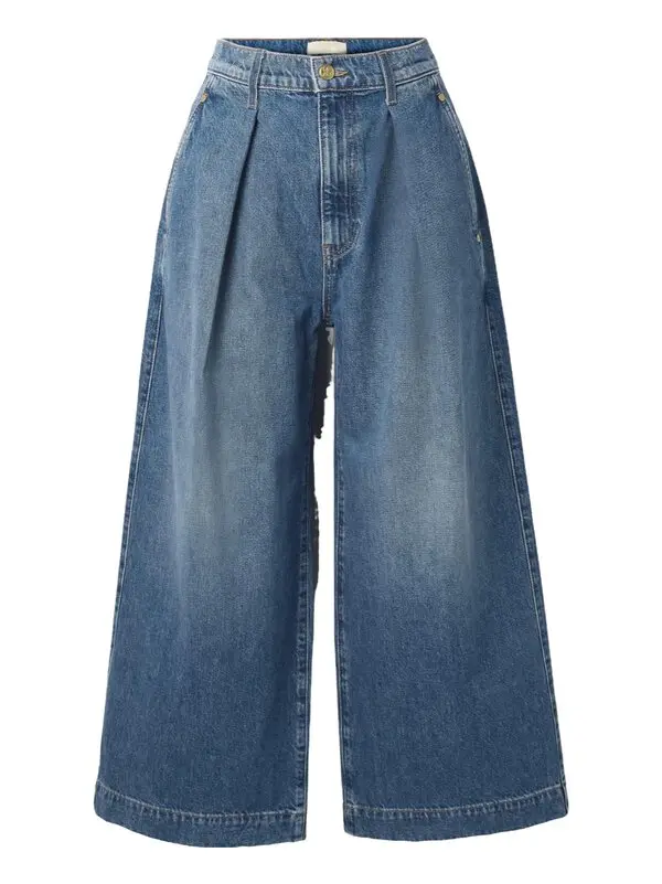 Ulla Johnson Pleated High-waisted Wide-leg Jeans - Blue