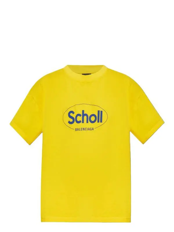 Balenciaga X Scholl Logo Printed Crewneck T-shirt - Yellow
