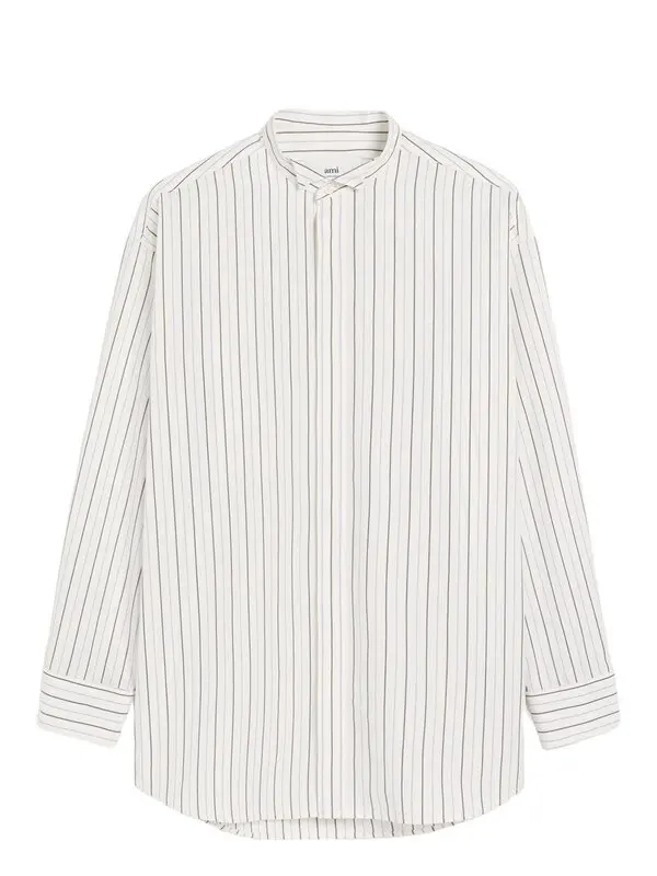 Ami Oversized Striped Shirt - White/blue Notes/navy Blue