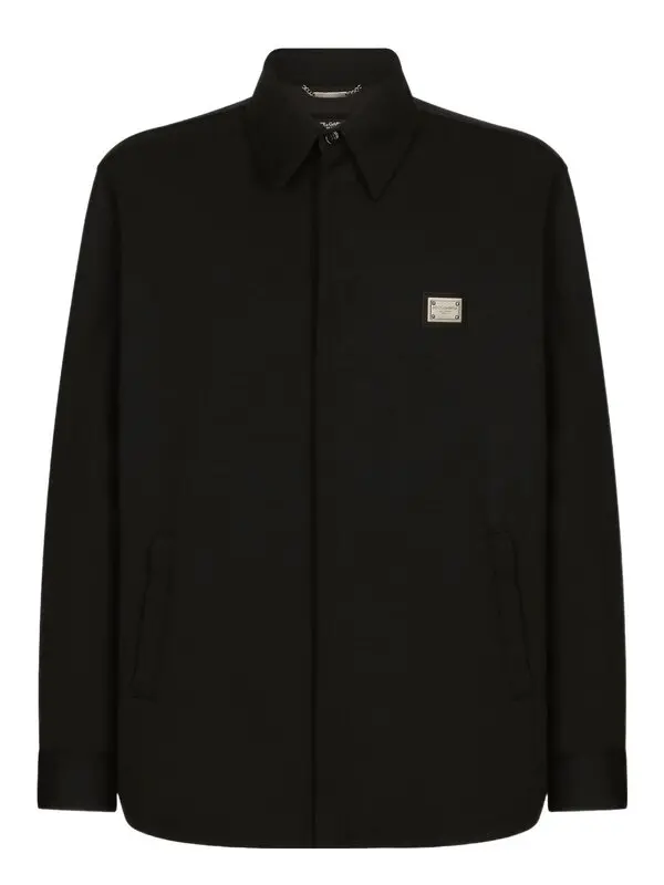 Dolce & Gabbana Dolce Gabbana Logo-plaque Concealed Fastened Overshirt - Black