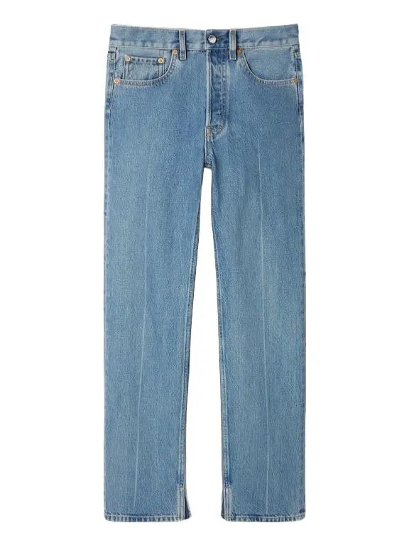 Gucci Low Waist Jeans With Logo Patch - Blue