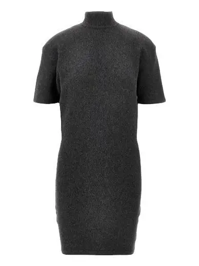 Jacquemus High Neck Knitted Dress - Black