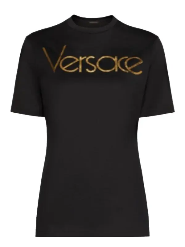 Versace Round Neck Short Sleeve T-shirt - Black