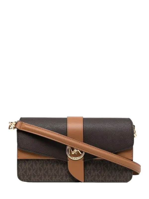 Michael Kors Monogram Print Shoulder Bag - Black