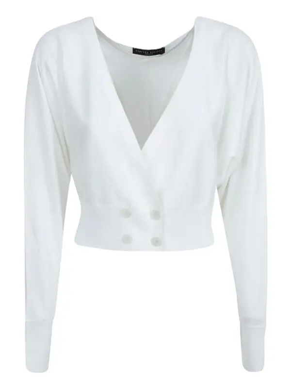 Fabiana Filippi Double-breasted V-neck Wrap Top - White