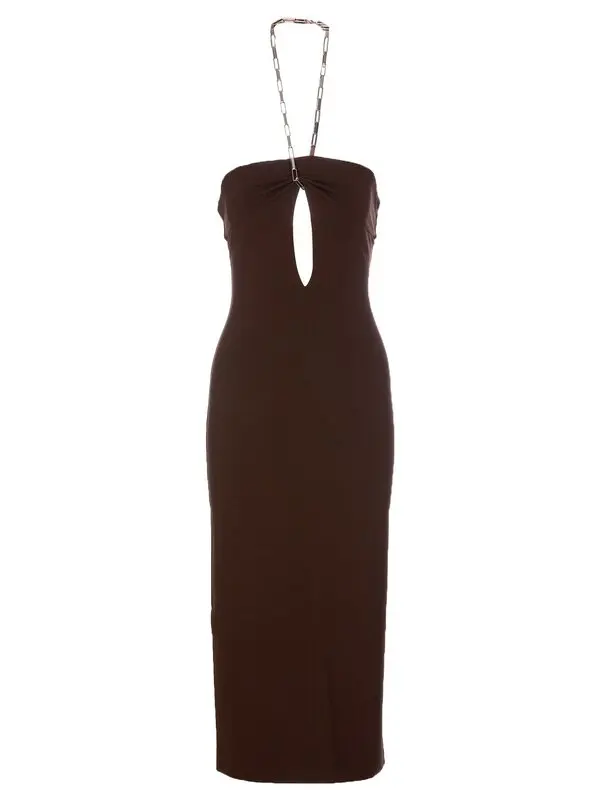 Attico Chain Detailed Halterneck Dress - Black
