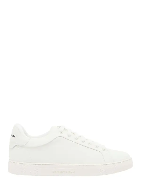 Emporio Armani Logo Detail Leather Sneakers - White