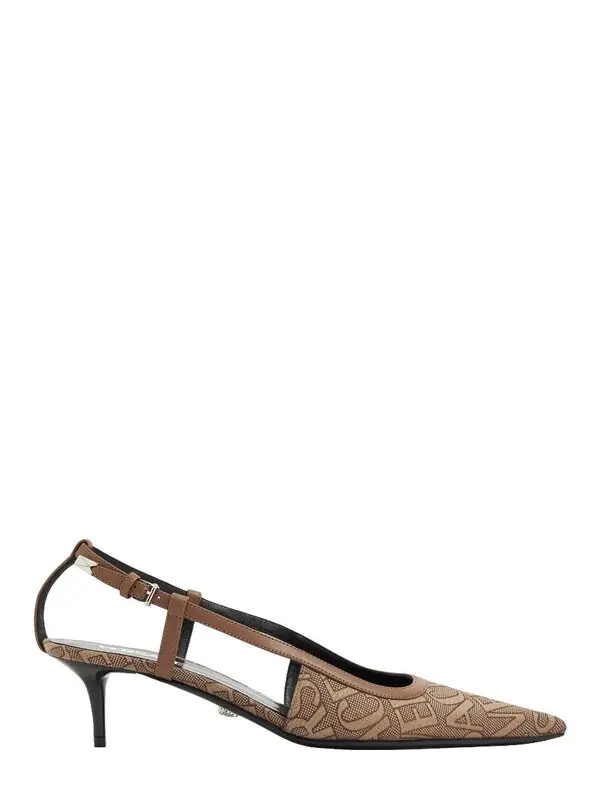 Versace Logo Jacquard Slingback Pumps With Stiletto Heel - Multicolor