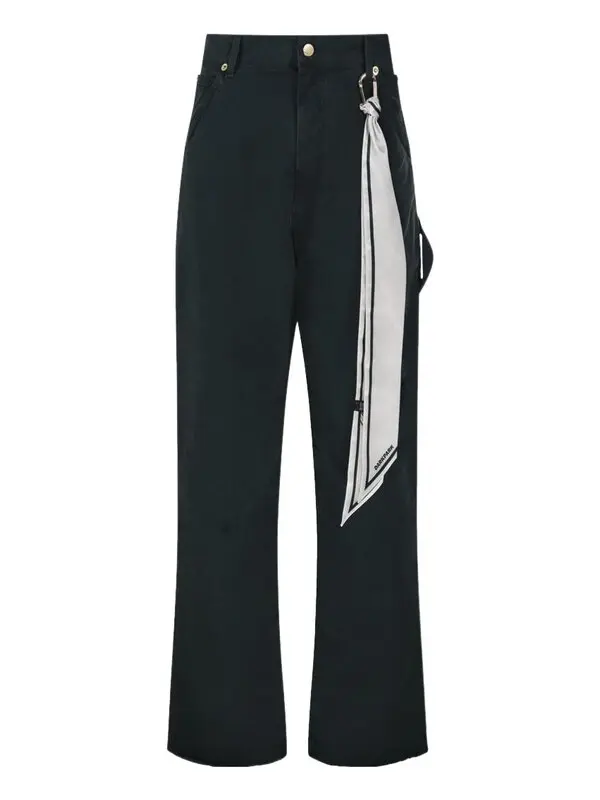 DARKPARK Distressed Detailed Pants With Logo Scarf Detail - Green