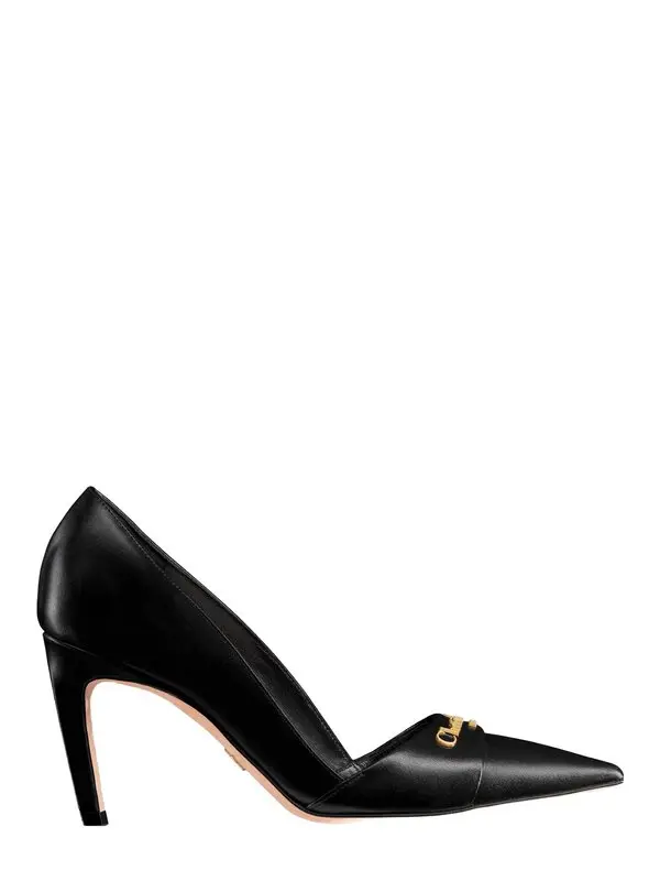 Dior Pointed Toe Pumps With Gold Tone Detailing - Black