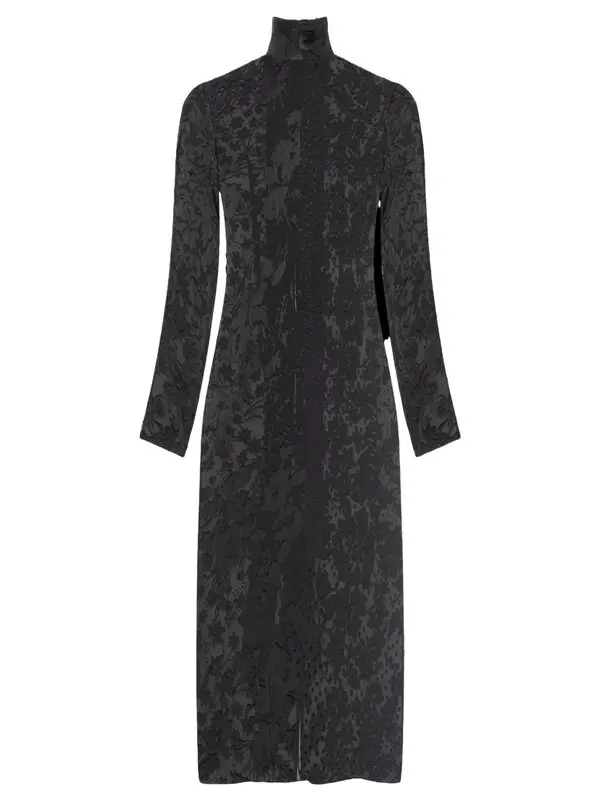 MARINE SERRE Long-sleeved High-necked Maxi Dress - Black