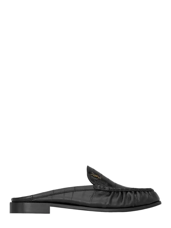 Saint Laurent Le Loafer Logo Plaque Slip-on Mules - Black
