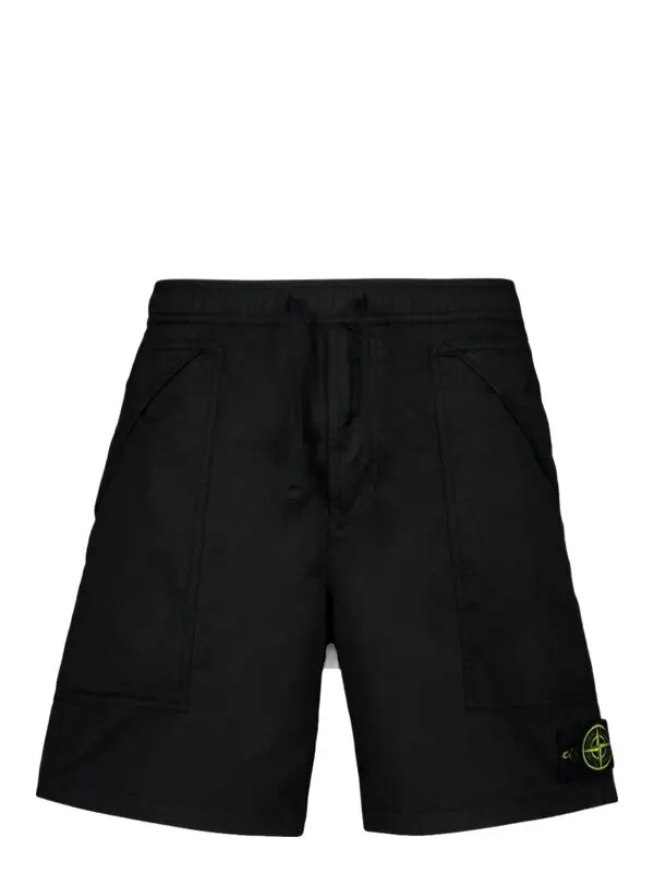 Stone Island Bermuda Shorts With Logo Patch - Black