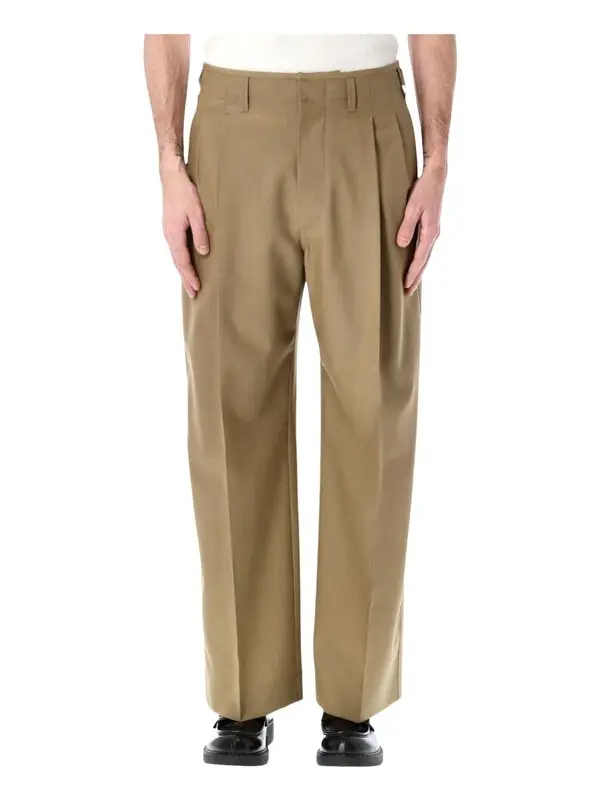 LEMAIRE Pleated Wide-leg Trousers - Hay Green