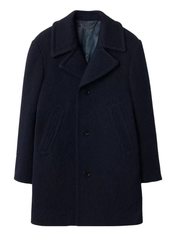 Burberry Wool Cavalry Twill Single-breasted Coat - Nightshade Blue/twilight Blue