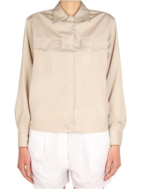 Aspesi Pointed Collar Buttoned Shirt - Beige