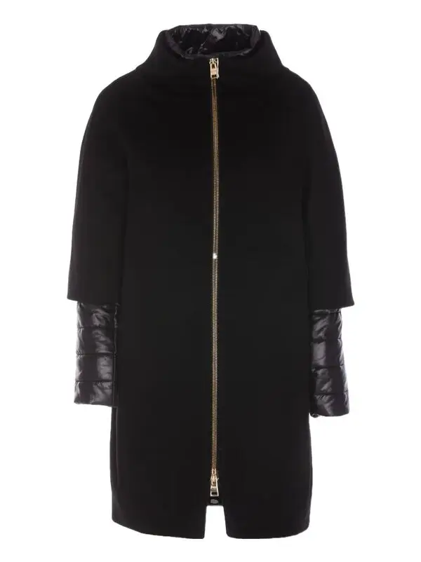Herno Layered-sleeved Zip-up Down Coat - Black