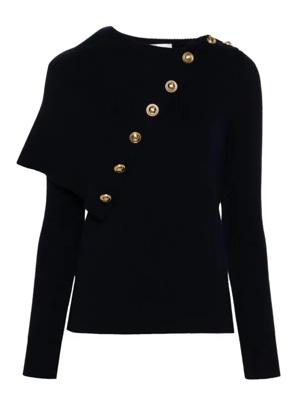 Rabanne Oversized Turtleneck Jumper With Decorative Buttons - Black