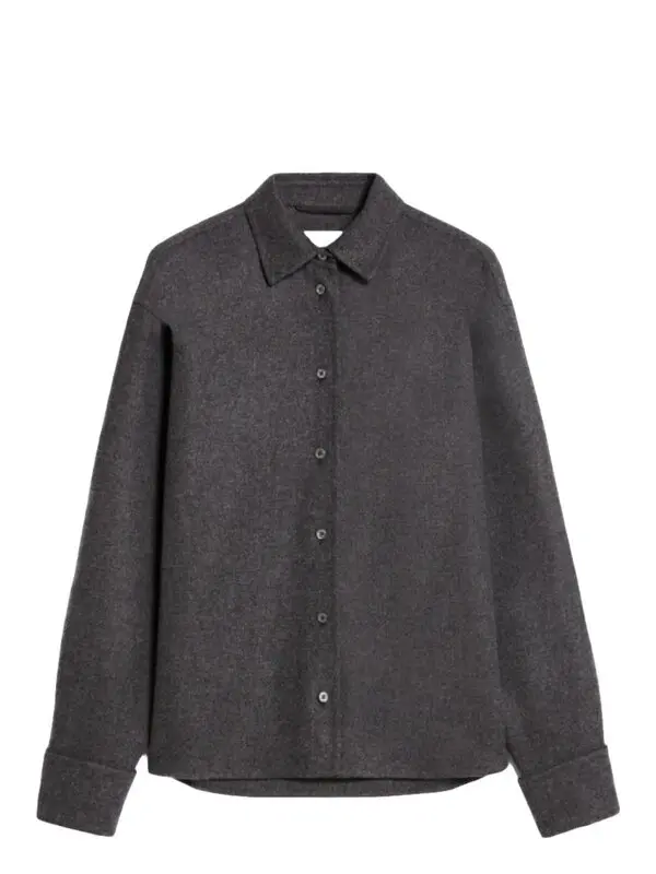 Max Mara Abadan Felted-finish Shirt Jacket - Medium Gray