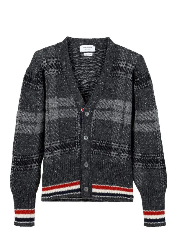 Thom Browne Plaid Knit Cardigan - Dark Gray