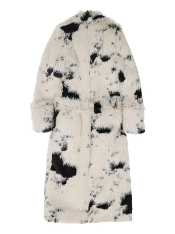 ENTIRE STUDIOS Long Sleeve Fur Lapel Coat - White