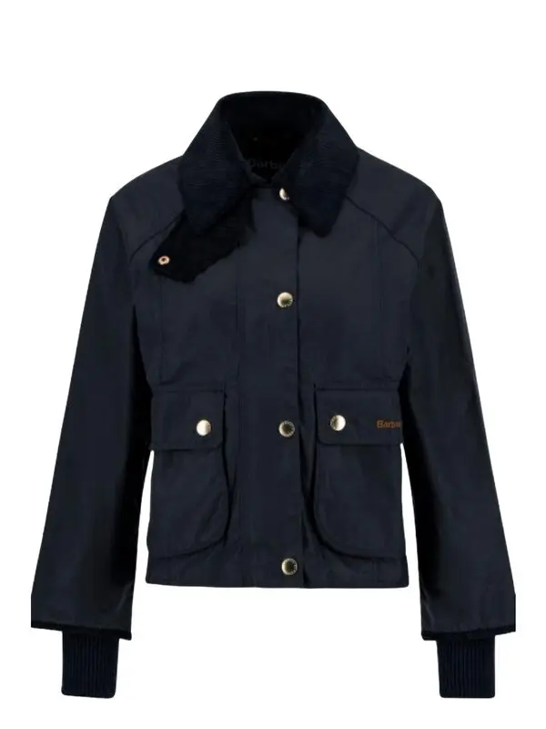 Barbour Cropped Beadnell Waxed Jacket - Navy Blue